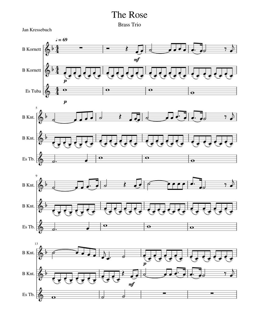 The Rose Sheet music for Cornet, Tuba (Brass Trio) | Musescore.com