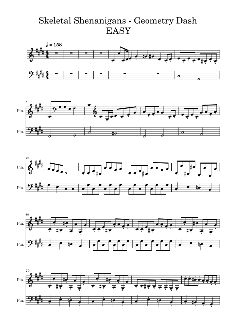 Skeletal Shenanigans - Geometry Dash EASY Sheet Music for Piano (Piano ...