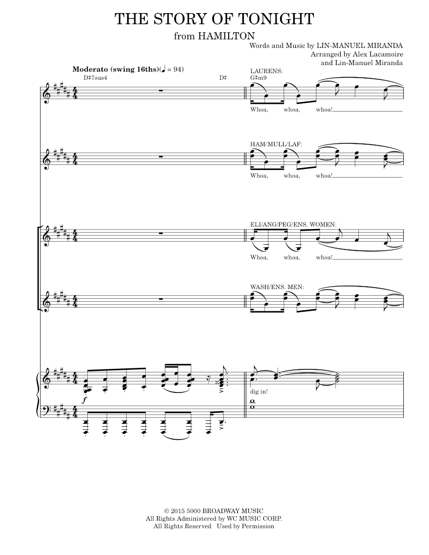 The Story of Tonight Sheet music for Piano, Vocals by Lin-Manuel ...