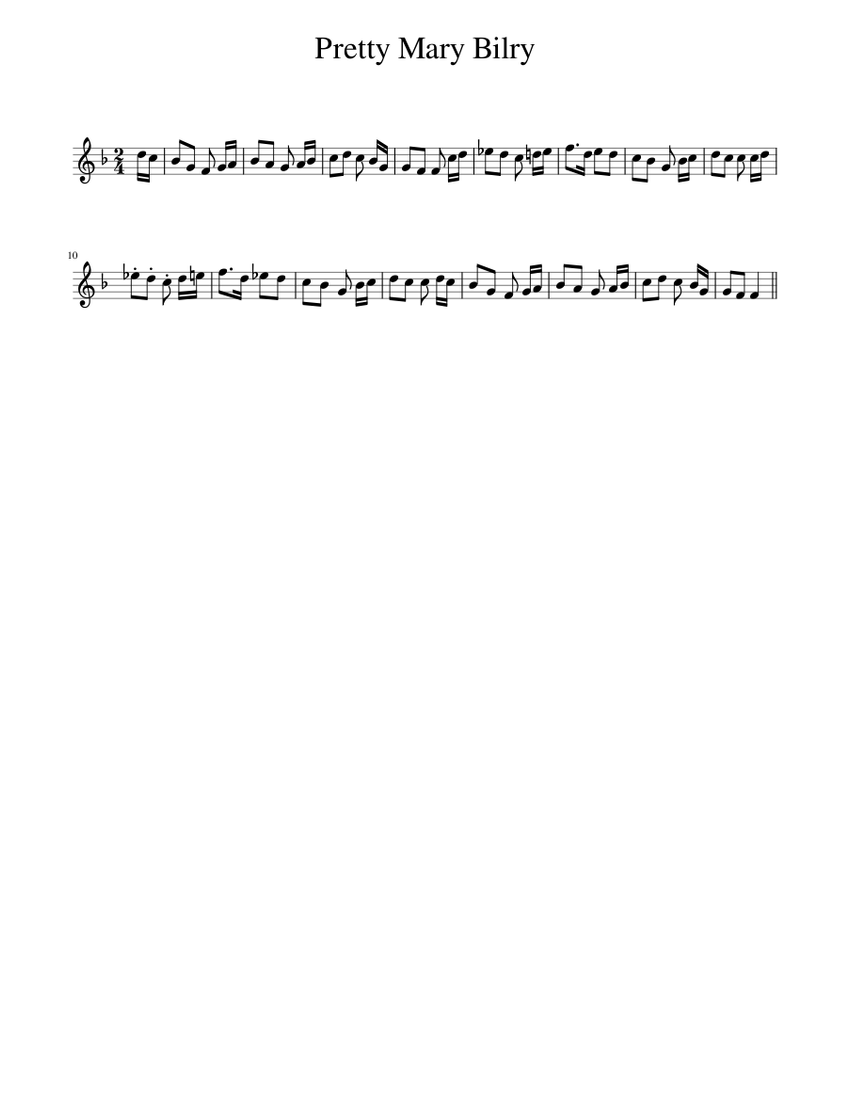 Pretty Mary Bilry Sheet music for Piano (Solo) | Musescore.com