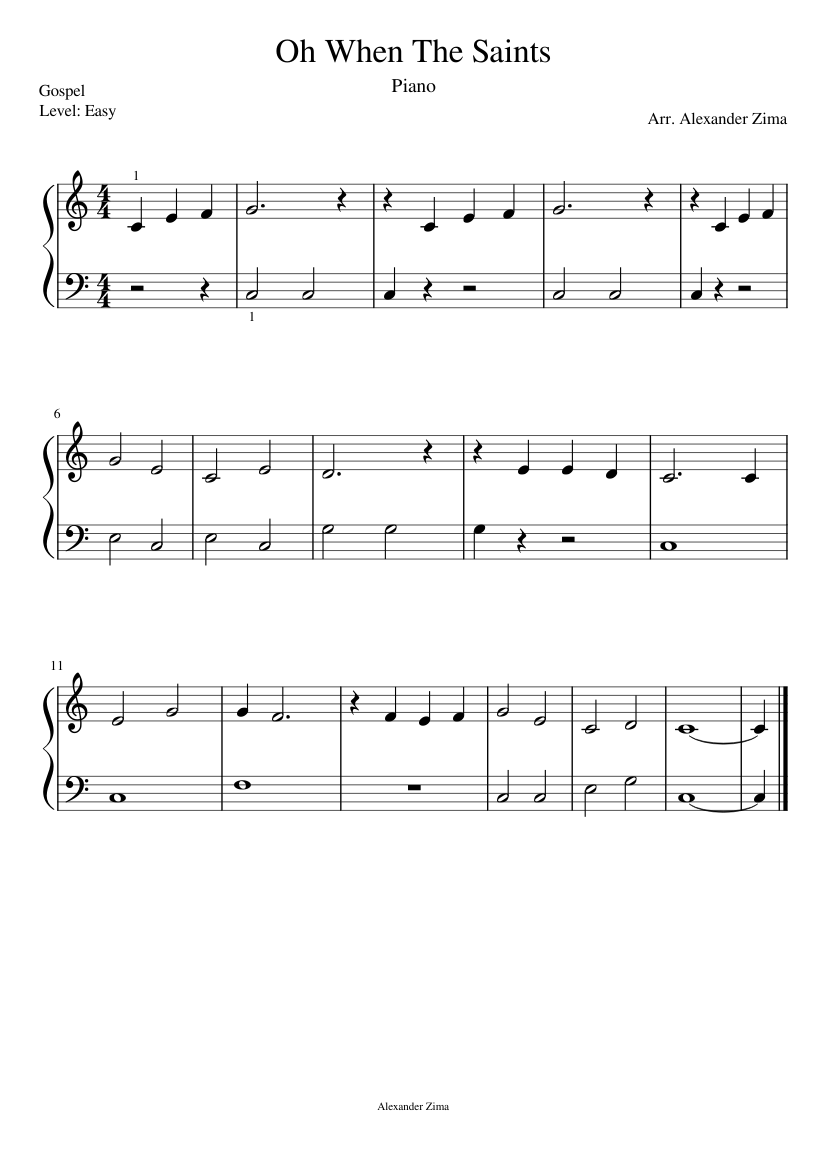 Oh When The Saints Sheet music for Piano (Solo) Easy | Musescore.com