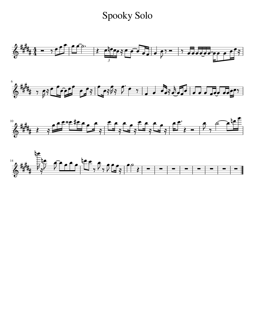 Spooky_Solo_4 Sheet music for Saxophone tenor (Solo) | Musescore.com