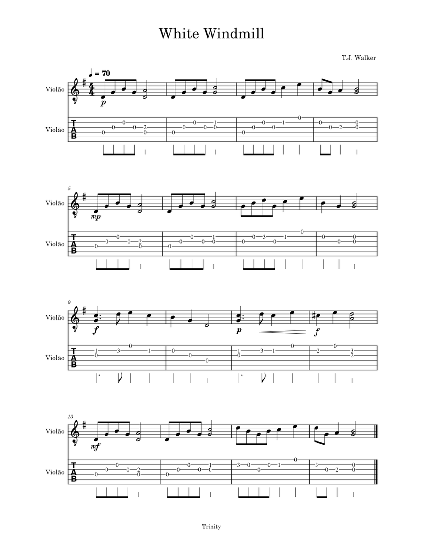 White Windmill Trinity - com metronomo Sheet music for Guitar (Mixed ...