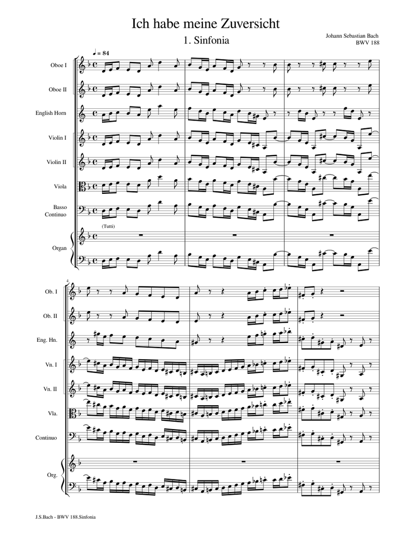 Ich habe meine Zuversicht, BWV 188 / Mvt. 1 – Johann Sebastian Bach BWV ...