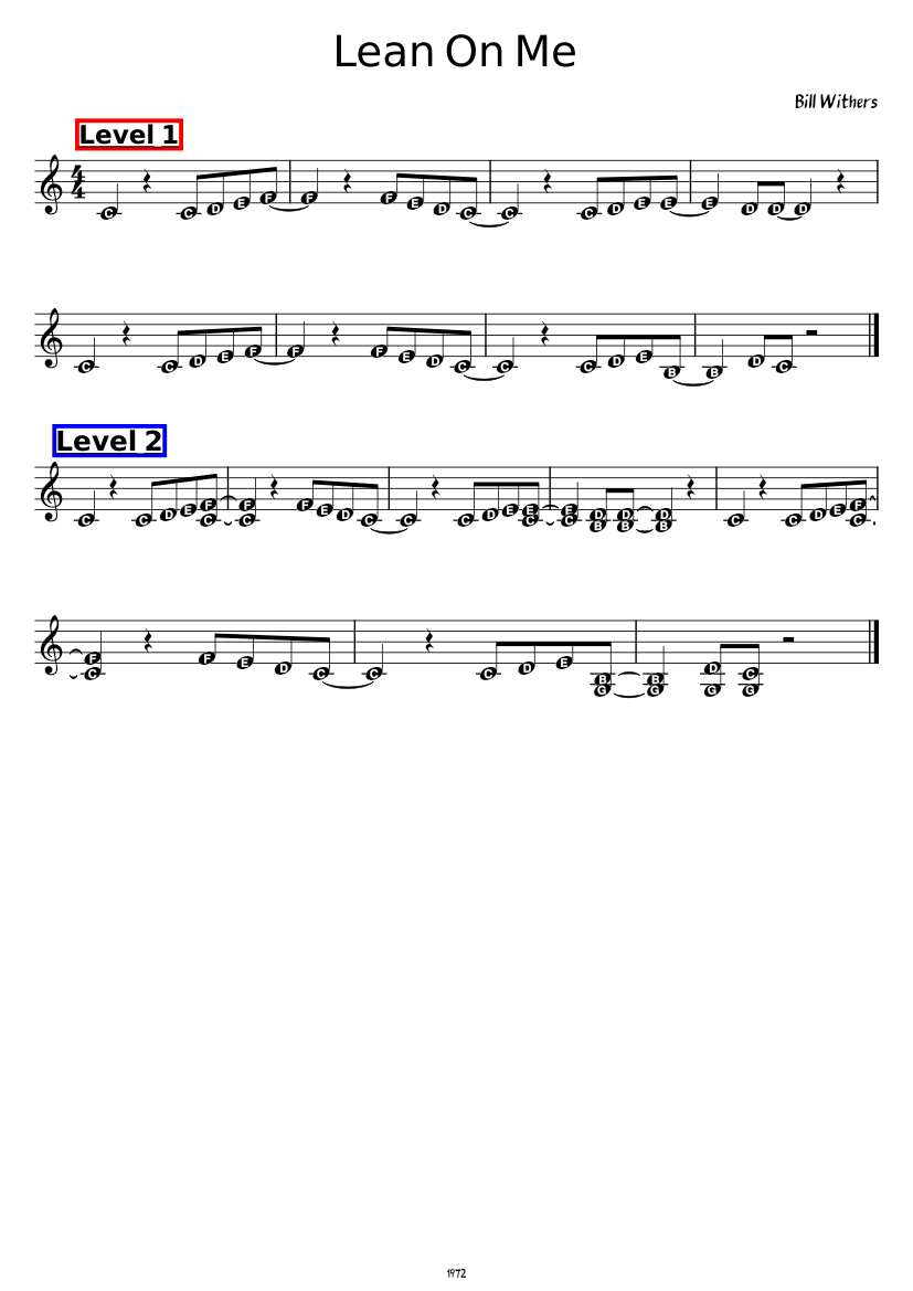 Lean on Me (Lead sheet with lyrics ) Sheet music for Piano (Solo) Easy ...