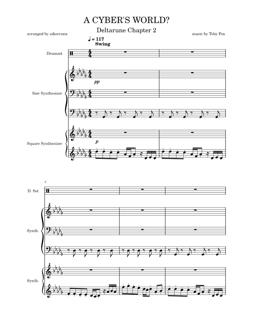 A CYBER'S WORLD? - Deltarune: Chapter 2 – Toby Fox Sheet music for Drum group, Synthesizer ...