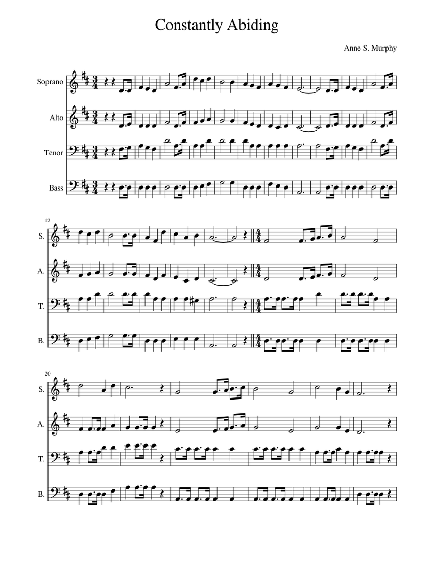 Constantly Abiding Sheet music for Soprano, Alto, Tenor, Bass voice ...