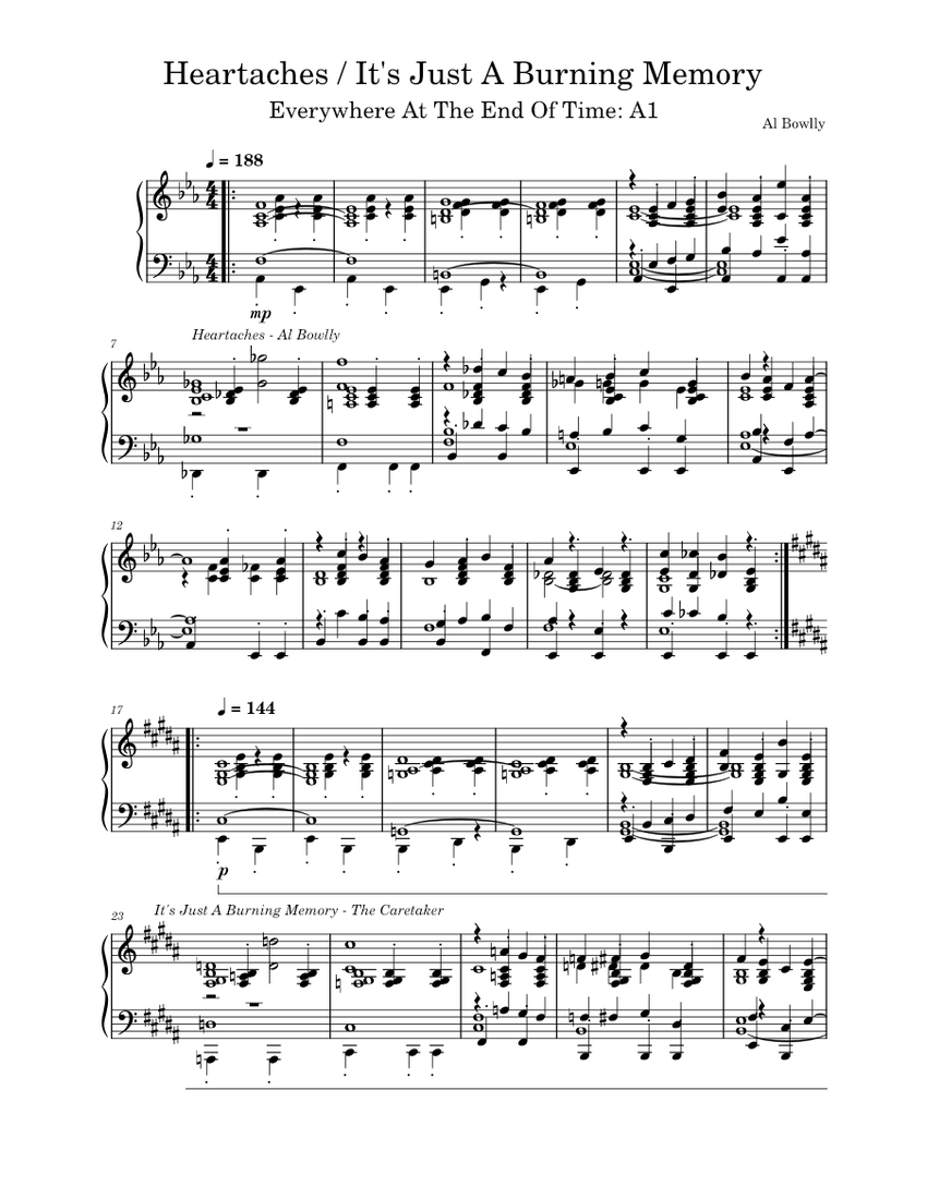 Heartache / A1: It's Just A Burning Memory Sheet music for Piano (Piano ...