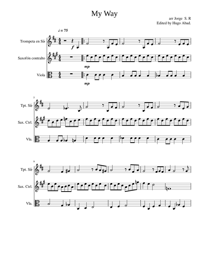 My Way - Young Duet Sheet music for Saxophone alto, Trumpet in b-flat ...