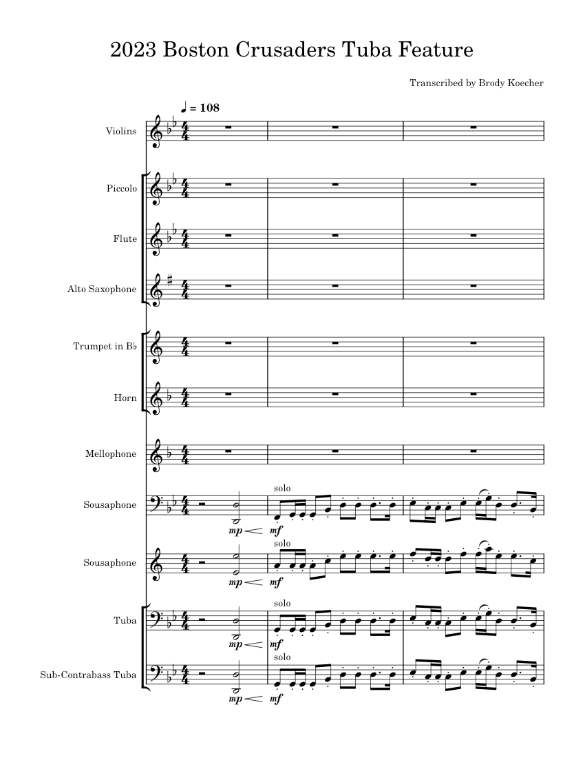2023 Boston Crusaders Tuba Feature Sheet music for Tuba, Flute, Oboe, Saxophone alto & more ...