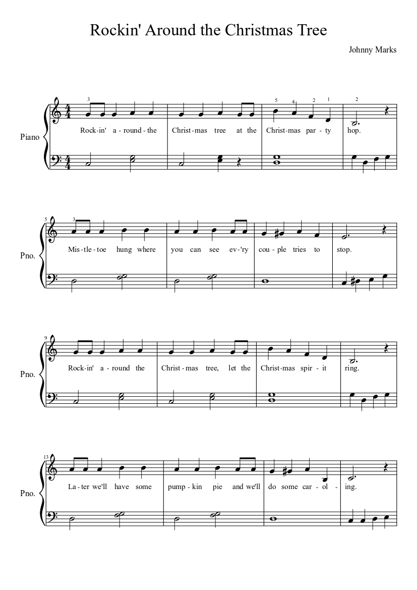 Rockin' Around the Christmas Tree Sheet Music for Piano (Solo) | MuseScore.com