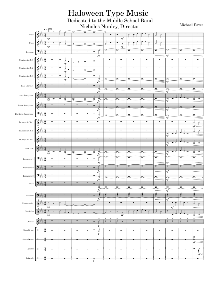 Halloween Type Music - beginner band Sheet music for Trombone, Tuba ...