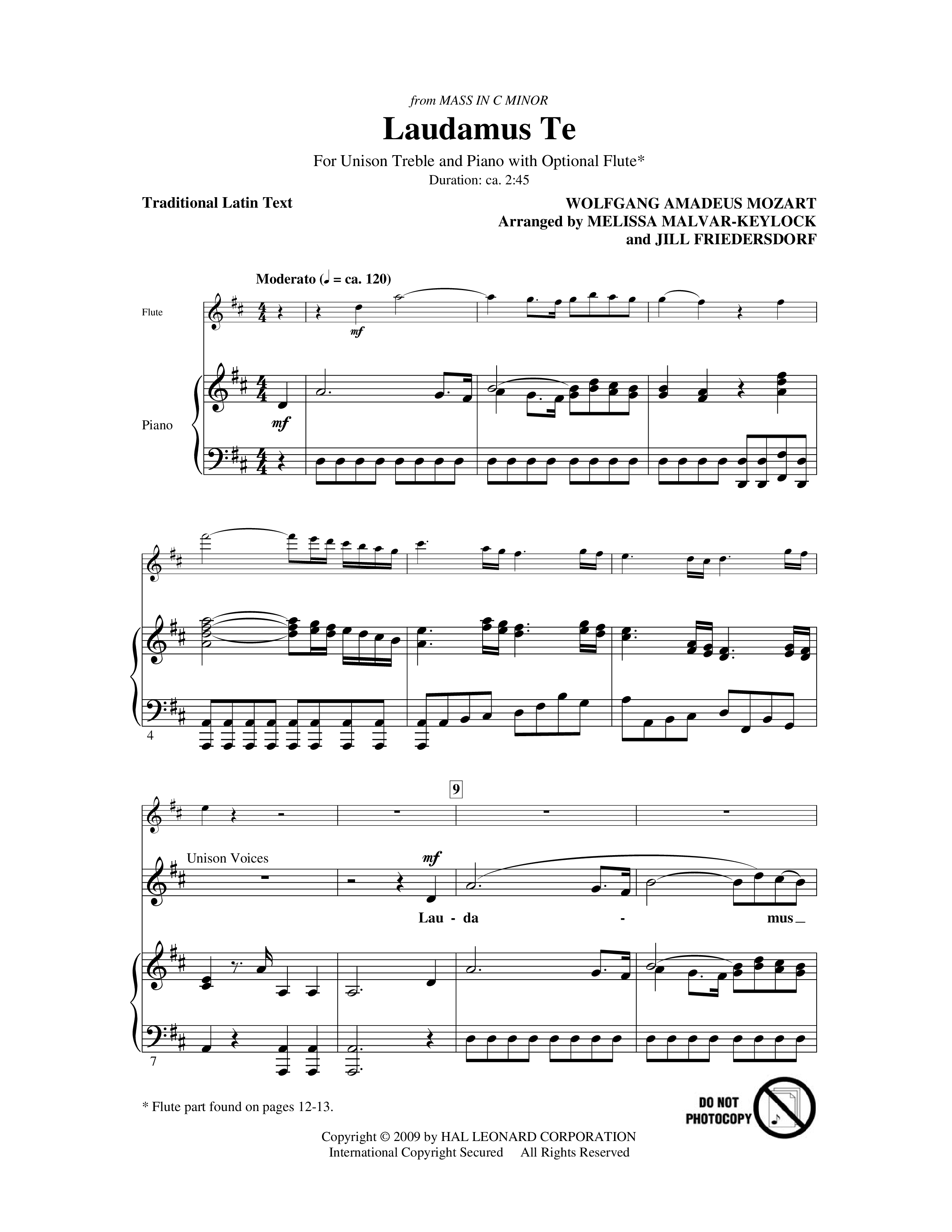 Play Official version of Laudamus Te sheet music by Wolfgang Amadeus Mozart for Vocals ...