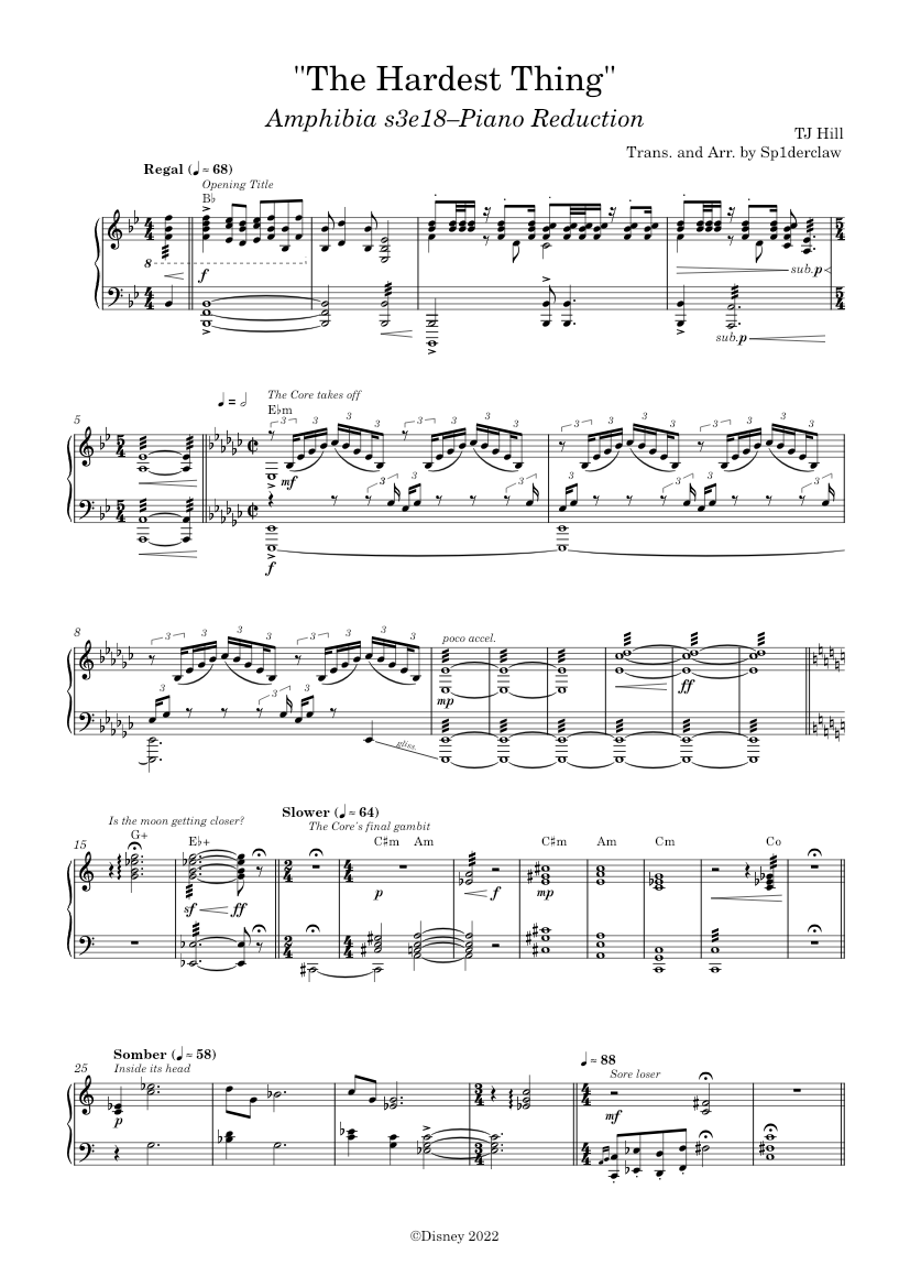The Hardest Thing – Piano Reduction Sheet music for Piano (Solo ...