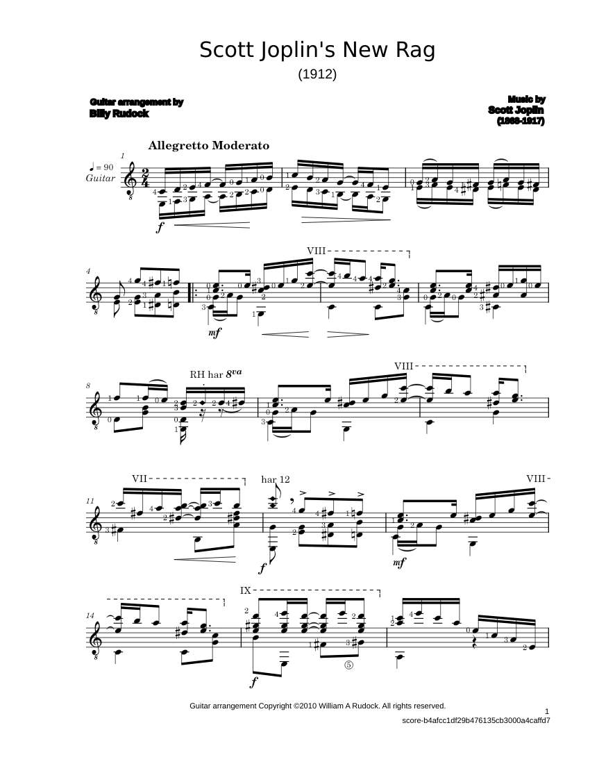 Scott Joplin's New Rag – Scott Joplin Sheet music for Guitar (Solo) | Musescore.com
