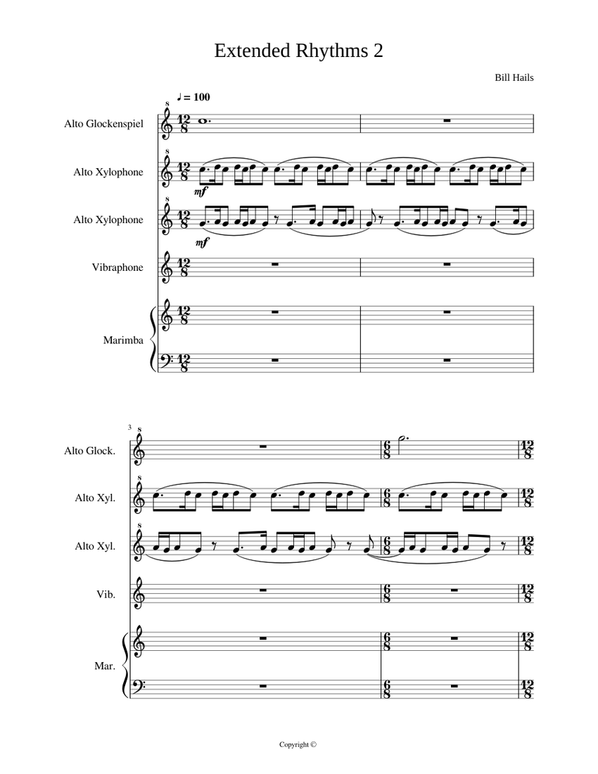 Extended Rhythms Sheet music for Vibraphone, Glockenspiel, Marimba, Xylophone (Percussion ...