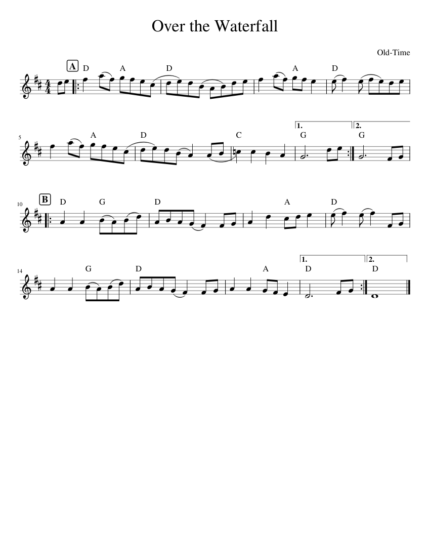 Over The Waterfall – Misc tunes Sheet music for Violin (Solo ...