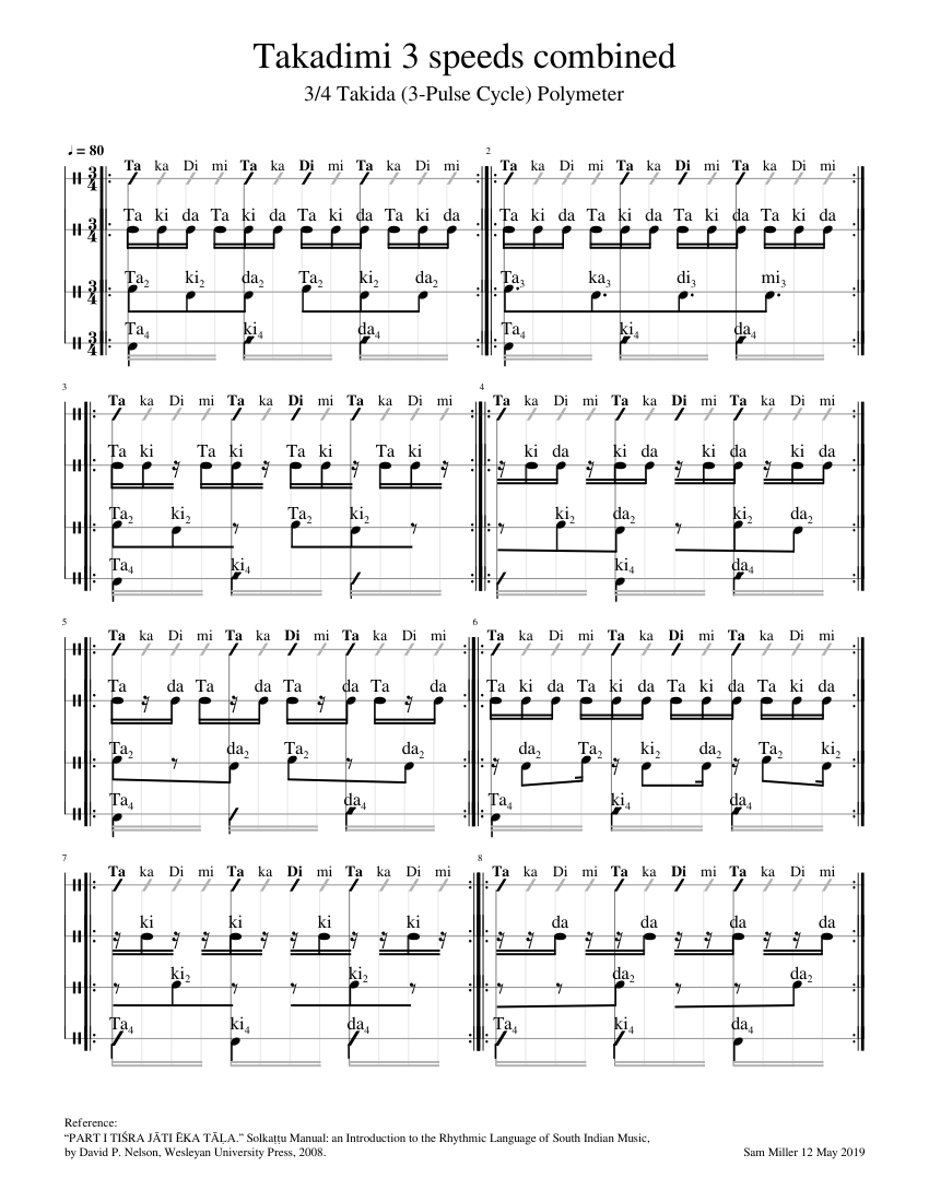 Takadimi L1 3-4 4-Pulse combined Sheet music for Percussion - metal ...
