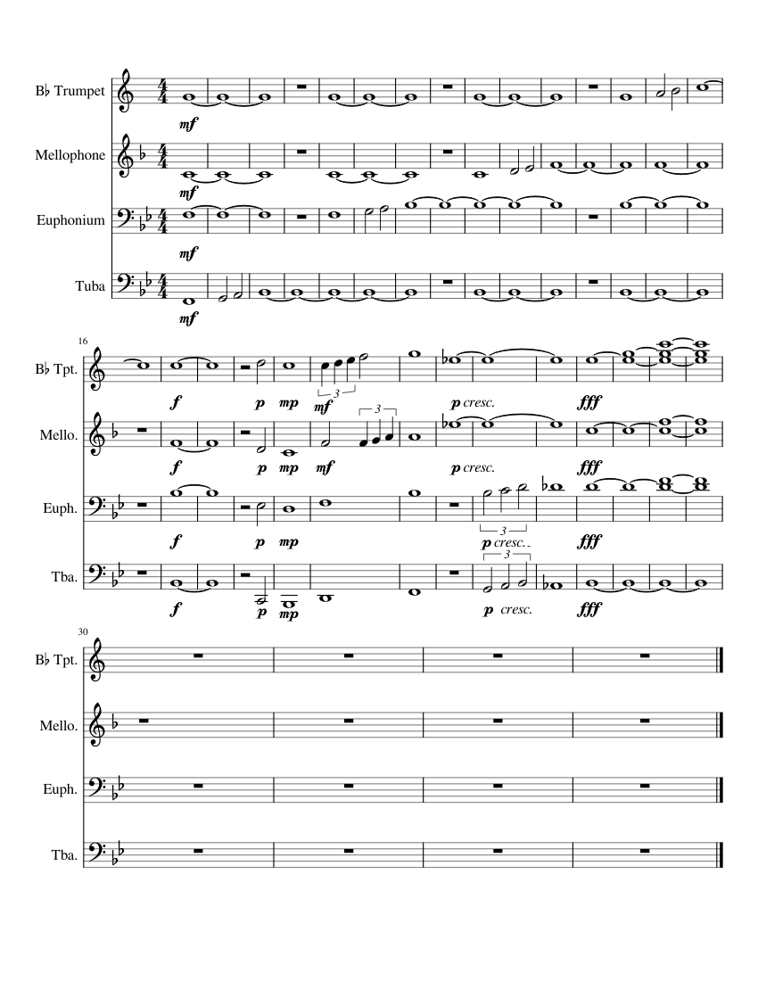 DCI Tuning Sheet music for Euphonium, Tuba, Mellophone, Trumpet in b ...