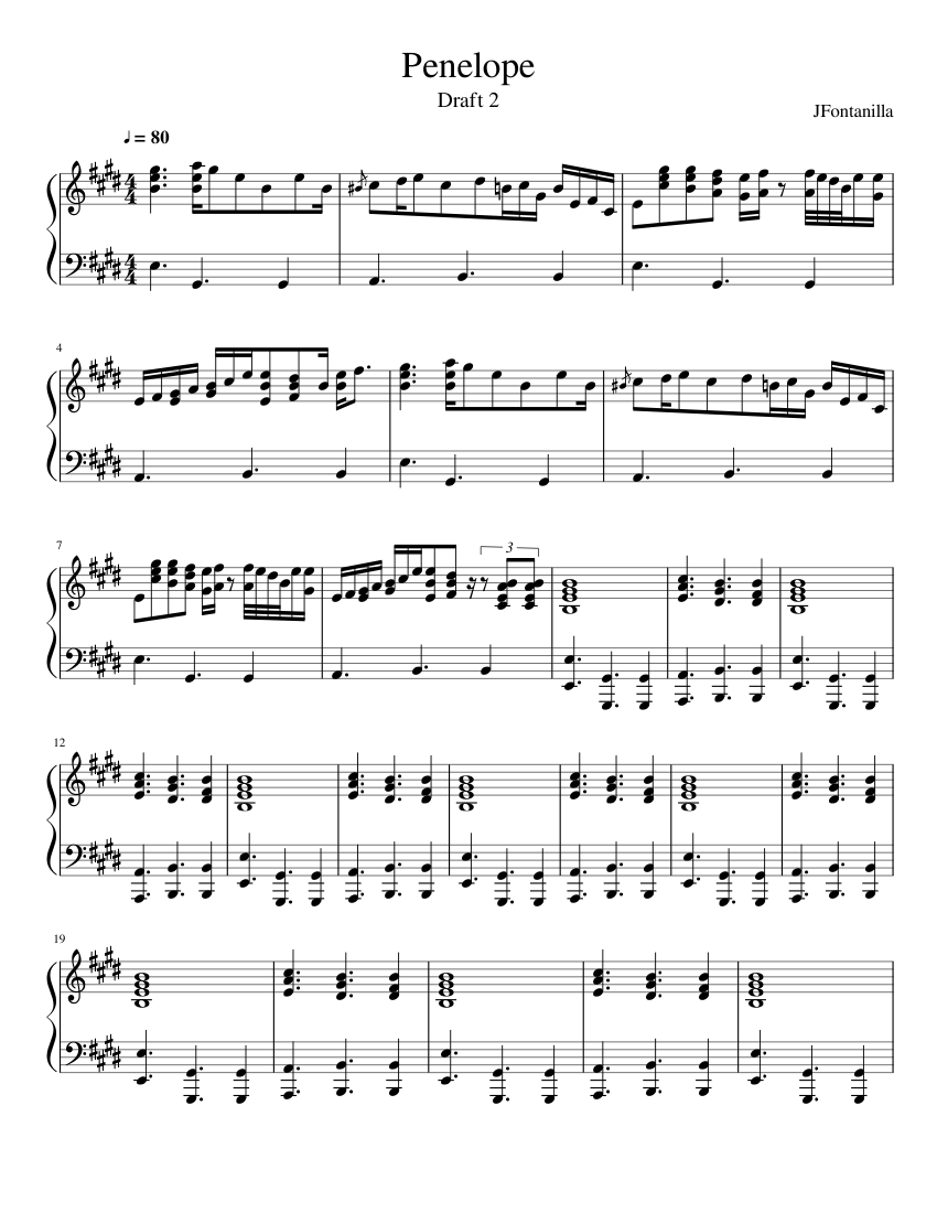 Penelope Sheet music for Piano (Solo) | Download and print in PDF or ...