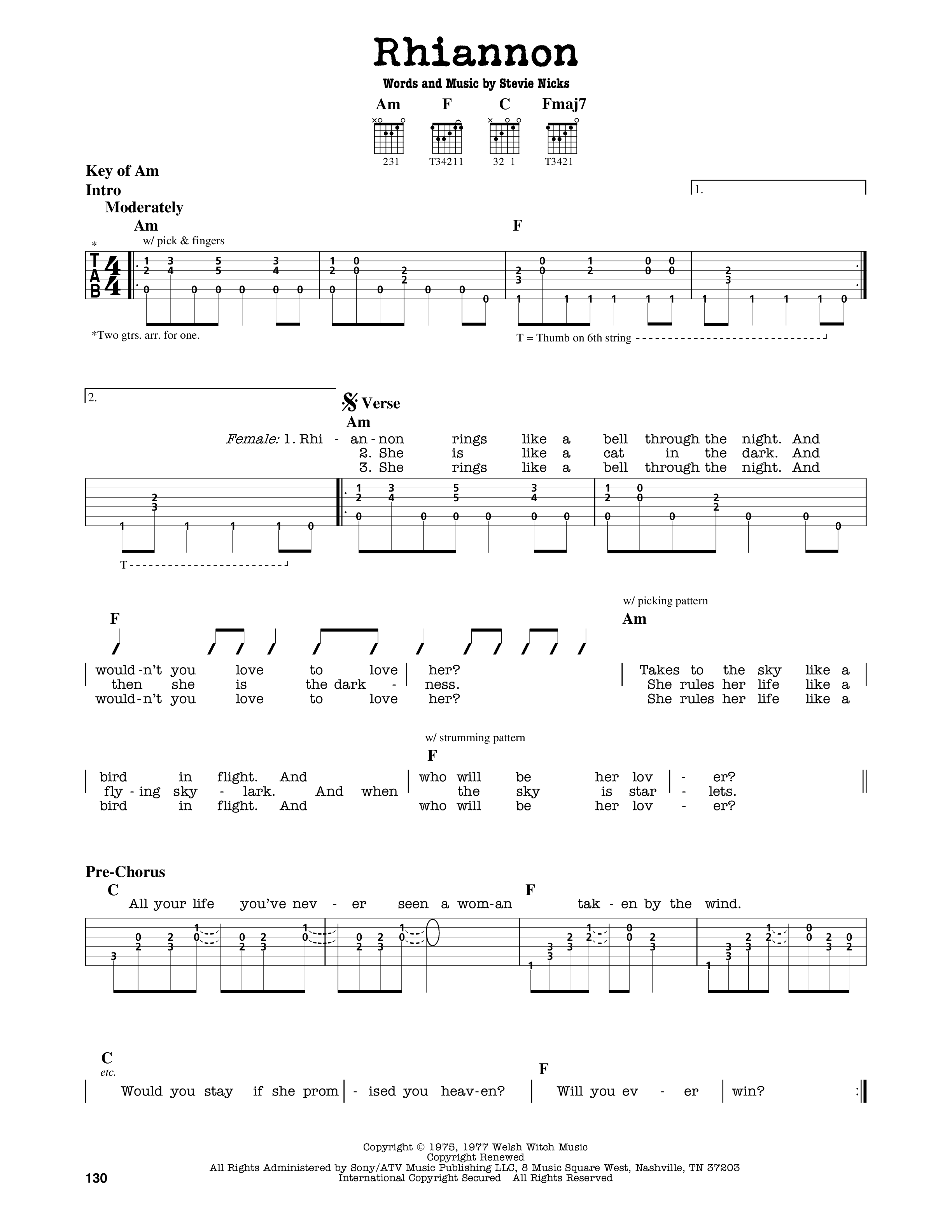 Play Official version of Rhiannon sheet music by Fleetwood Mac for ...