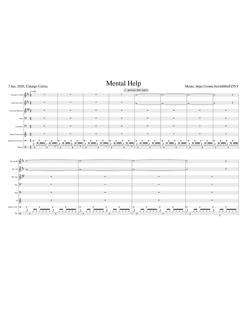 Mental Help – Meute Sheet music for Trombone, Tuba, Flute, Saxophone tenor & more instruments ...