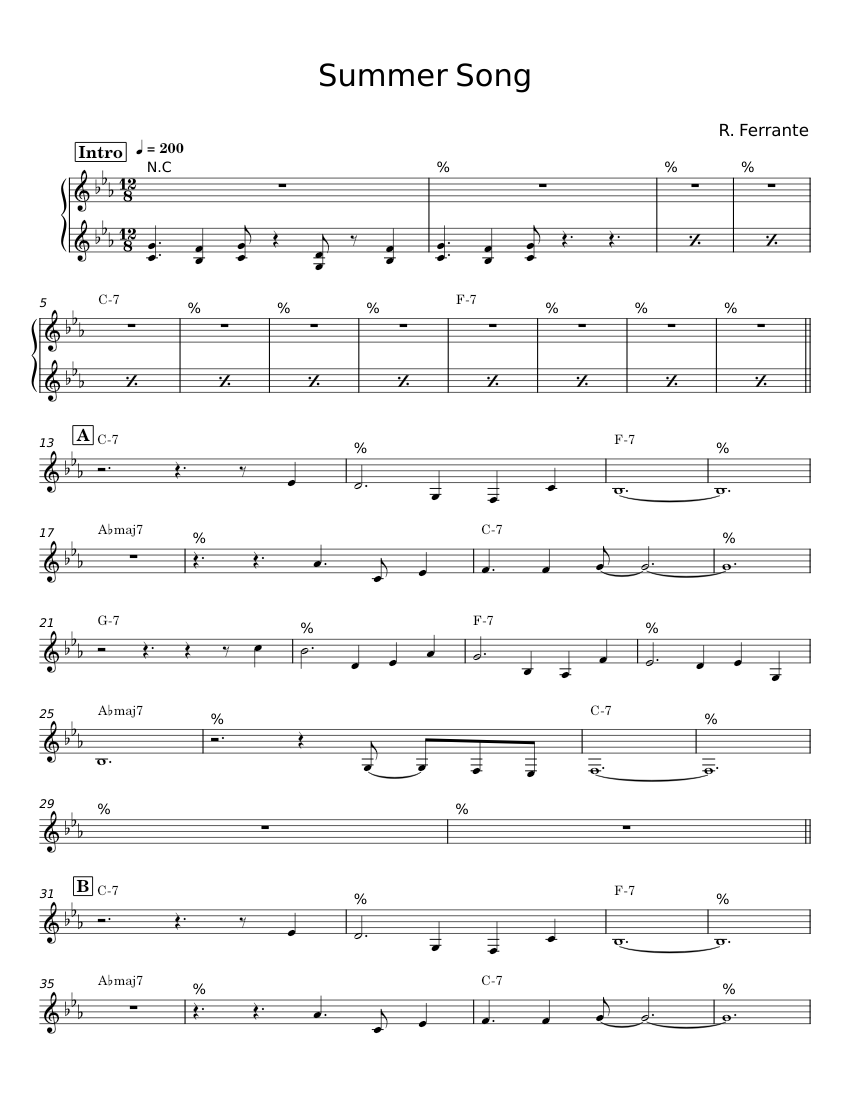 Summer Song Sheet music for Piano (Piano Duo) | Musescore.com