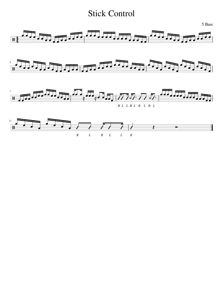 Stick Control 5 bass Sheet music for Bass drum (Solo) | Musescore.com