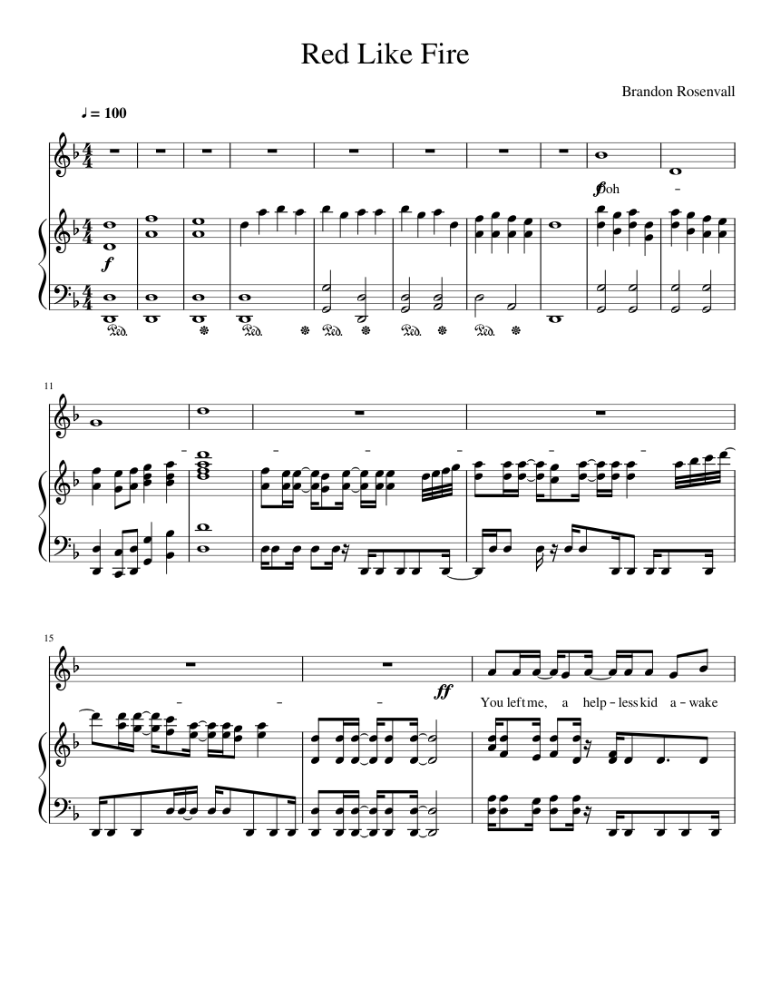 Red Like Fire(FINISHED) Sheet music for Piano, Vocals (Mixed Duet ...