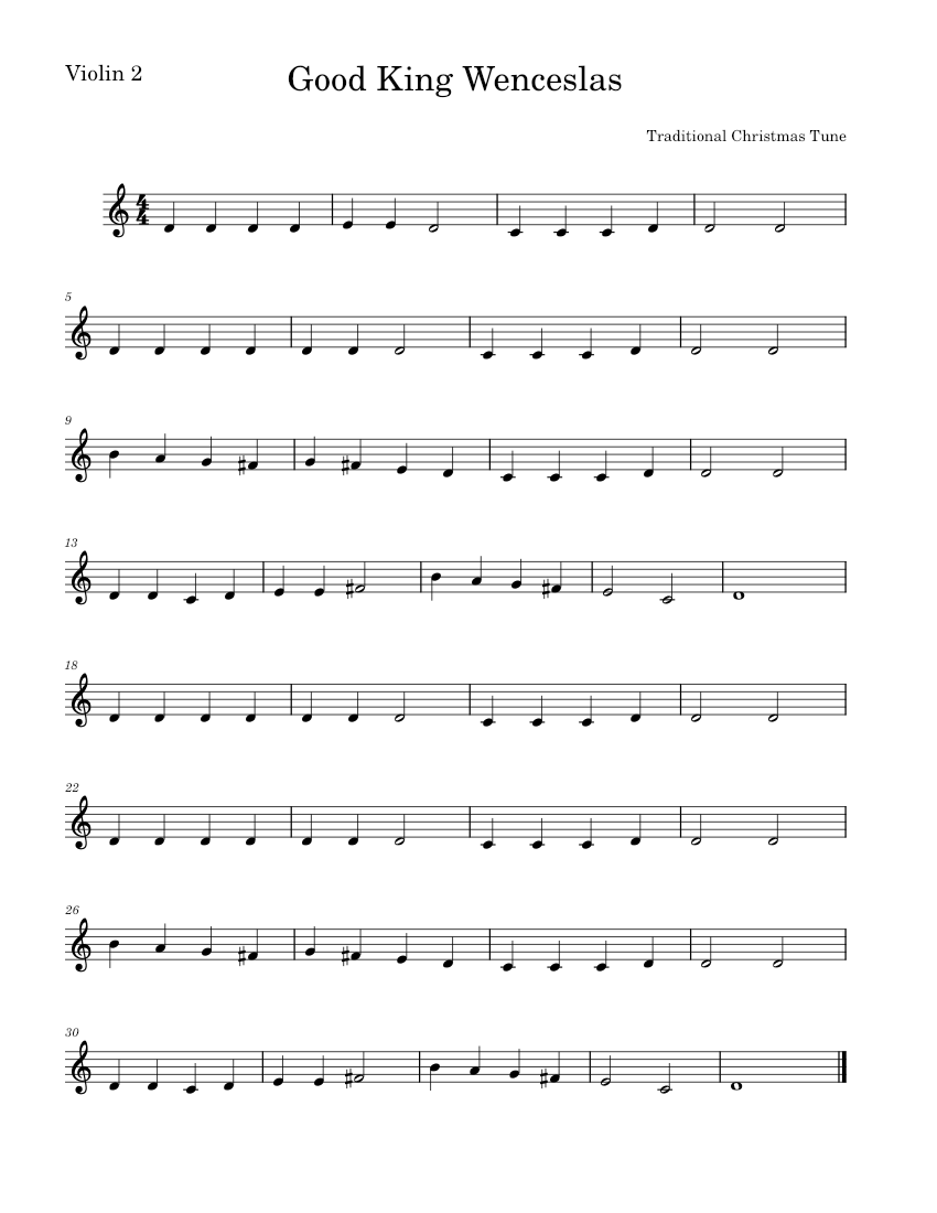 Good king wenceslas – Misc Christmas Good King Wenceslas-Violin 2 Sheet ...