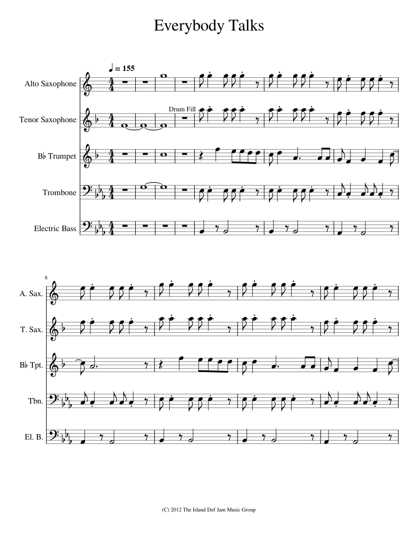 Everybody Talks Sheet music for Trombone, Saxophone alto, Saxophone ...