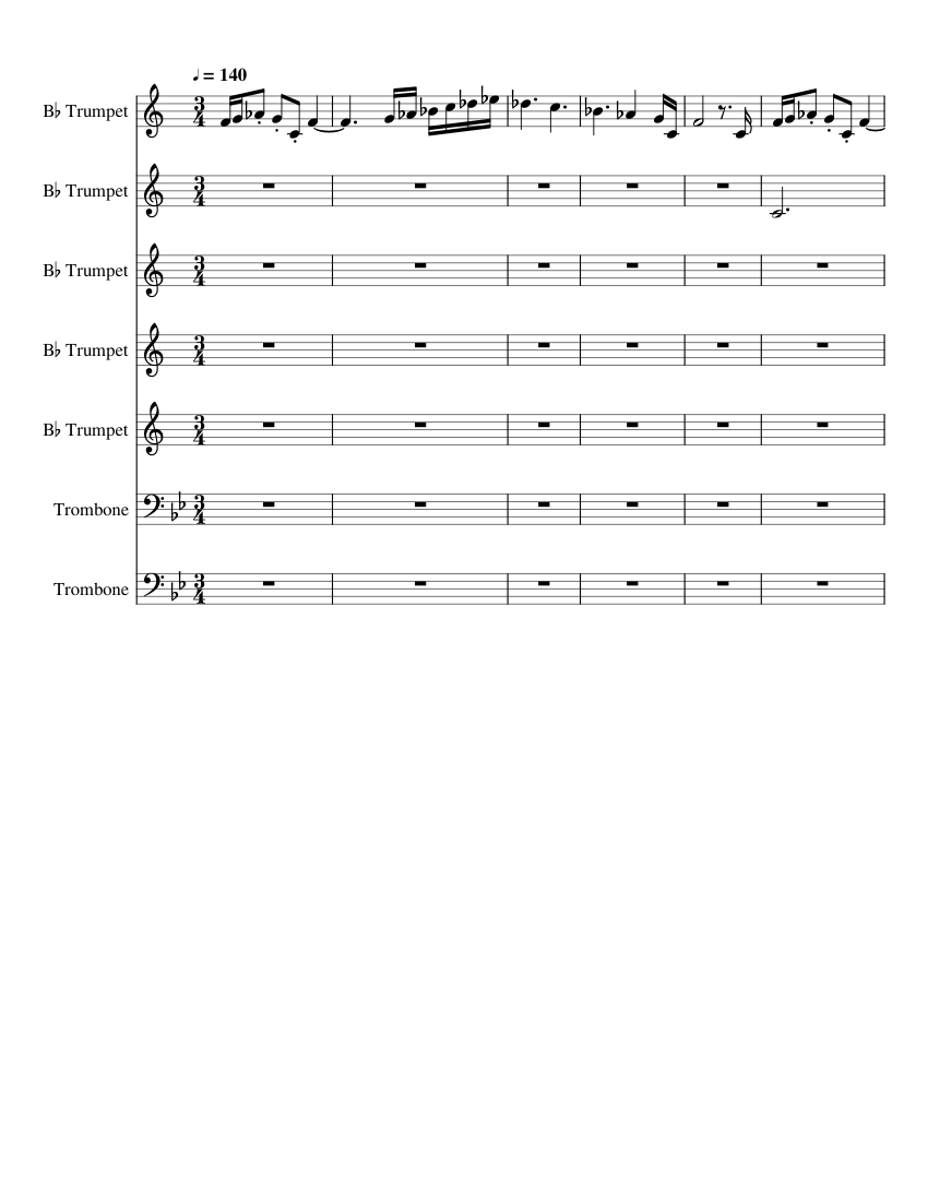 Untitled-2 Sheet music for Trombone, Trumpet in b-flat (Brass Ensemble) | Musescore.com