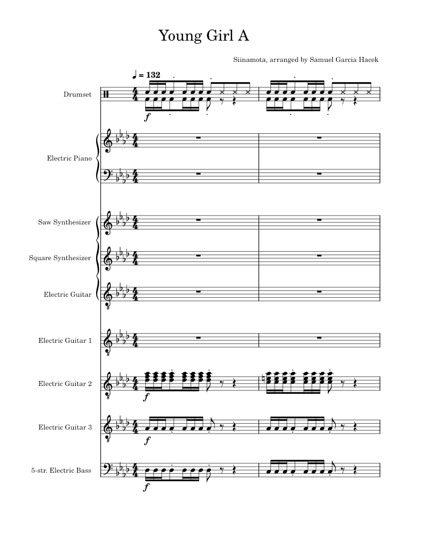 Young Girl A – siinamota Young Girl A Sheet Music for Piano, Guitar ...