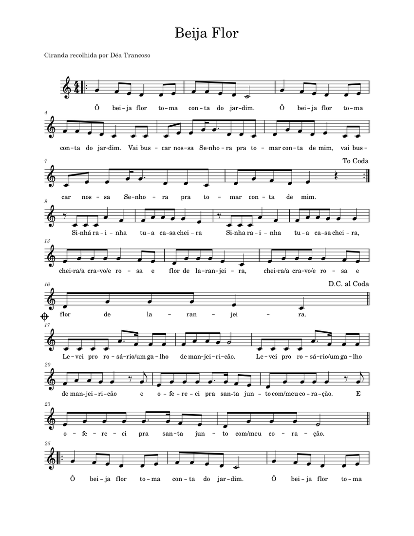 Beija Flor – popular Beija_Flor Sheet music for Piano (Solo) Easy ...