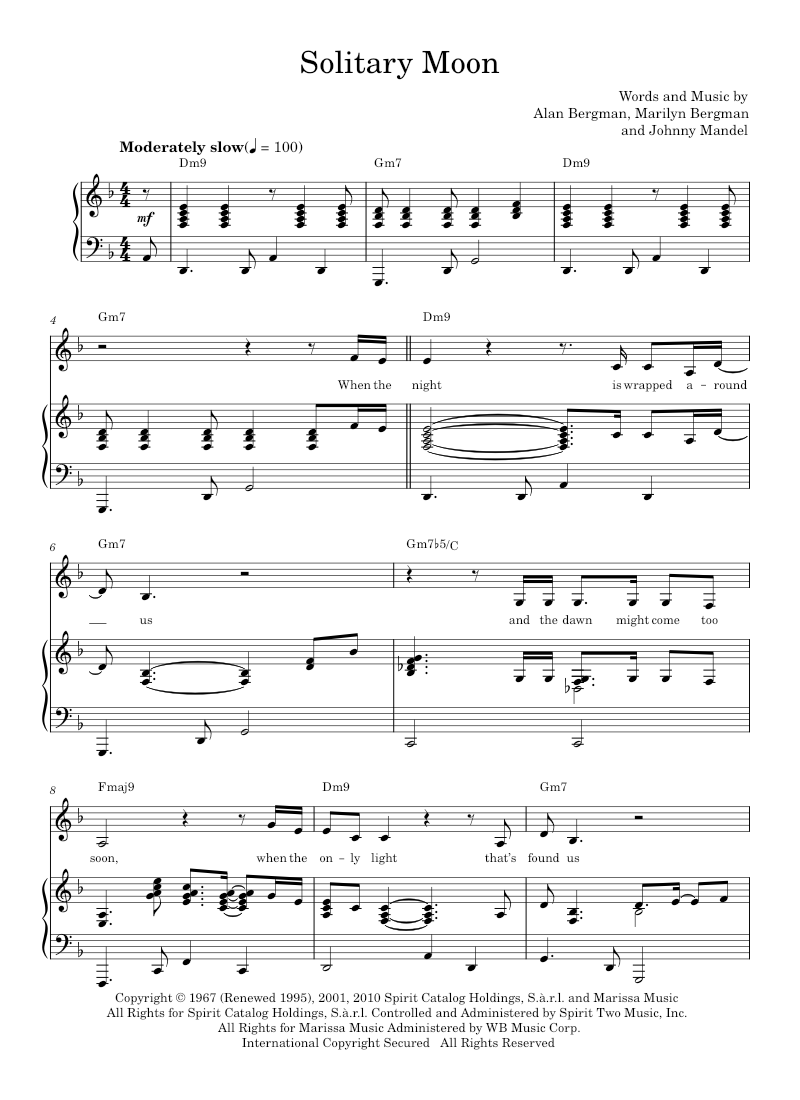 Play Official version of Solitary Moon sheet music by Jerry Goldsmith ...