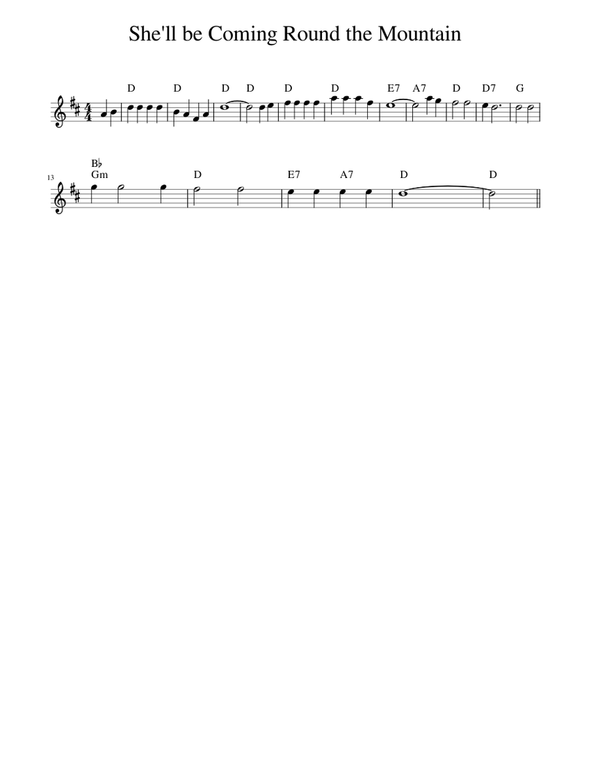 She'll be Coming Round the Mountain Sheet music for Piano (Solo) Easy ...