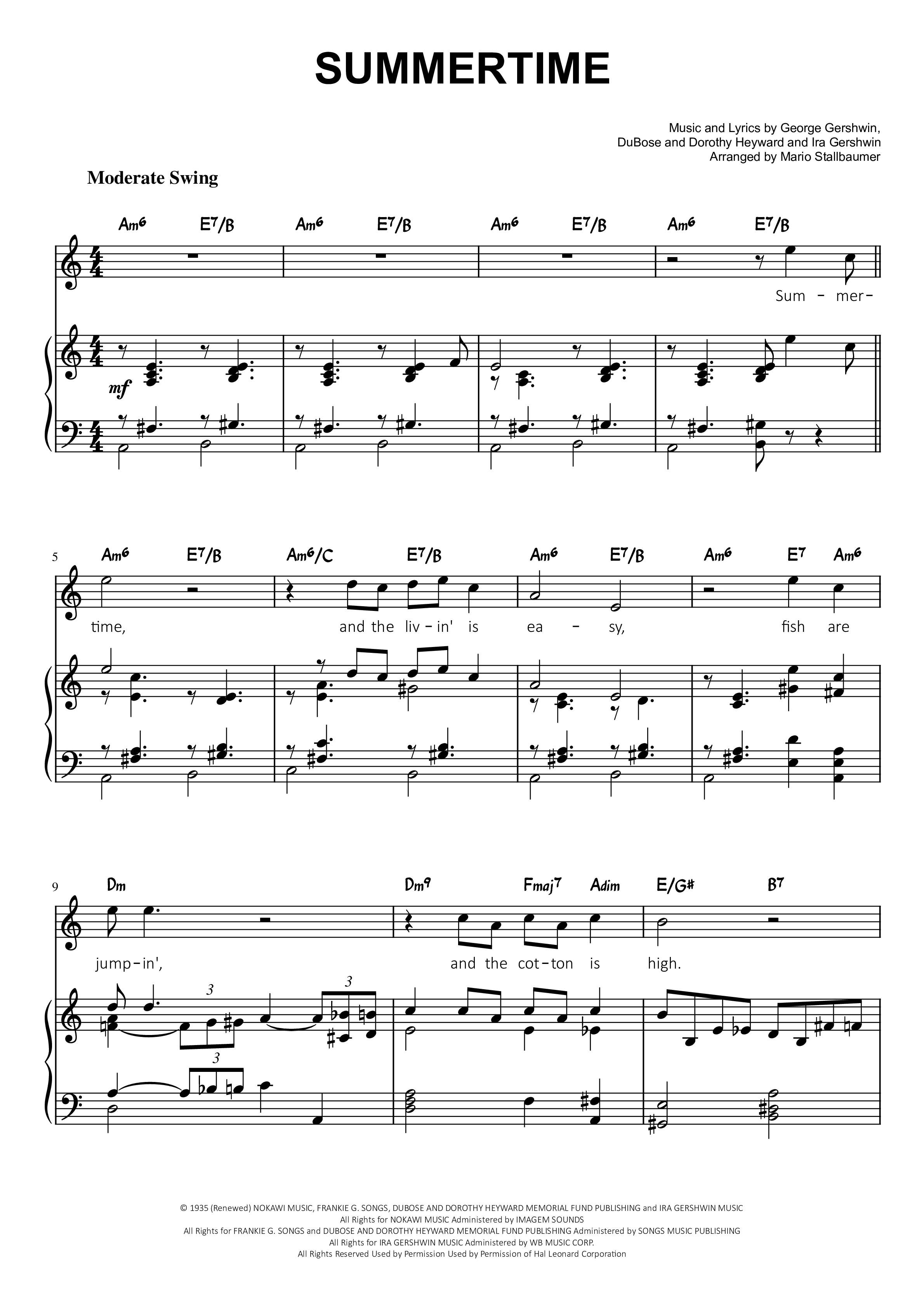 Play Official version of Summertime sheet music by George Gershwin, Ira ...