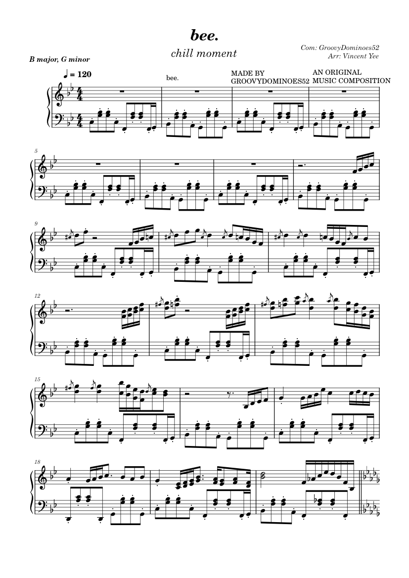Bee. – GroovyDominoes52 Sheet music for Piano (Solo) | Musescore.com
