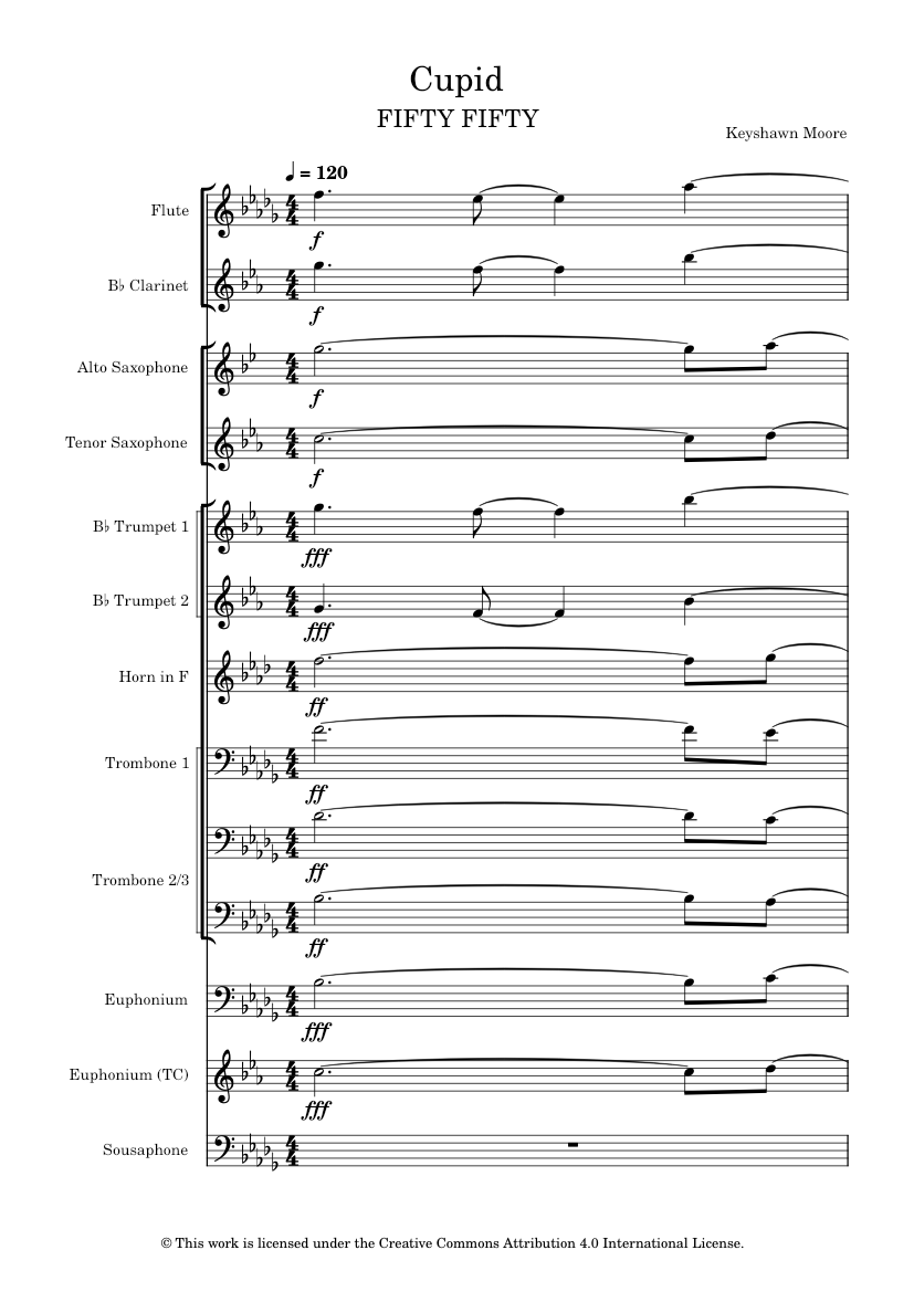 Cupid – FIFTY FIFTY Sheet Music for Trombone, Euphonium, Flute ...