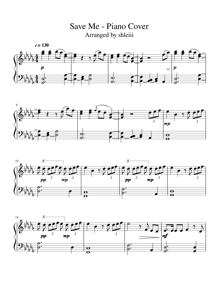 Save Me - BTS Sheet music for Piano (Solo) | Musescore.com