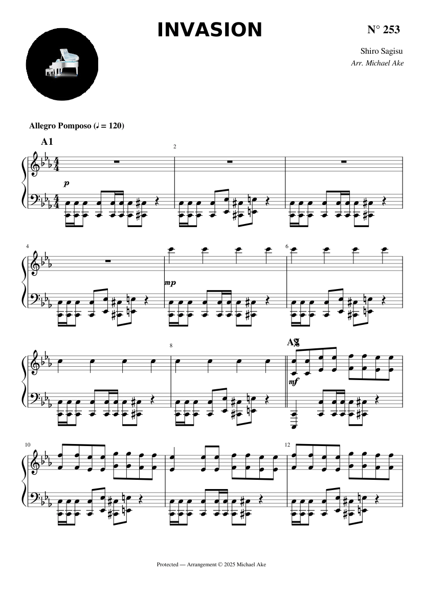Invasion (Bleach Original Soundtrack) – Shirō Sagisu Sheet music for ...