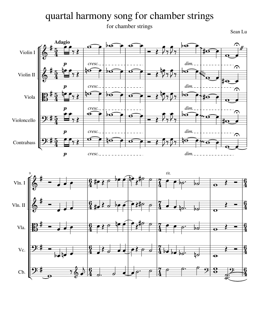 quartal harmony song for chamber strings (very wippy) Sheet music for ...