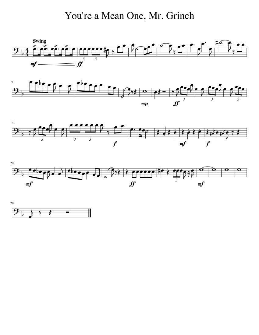 You're a Mean One, Mr. Grinch Sheet music for Euphonium (Solo ...
