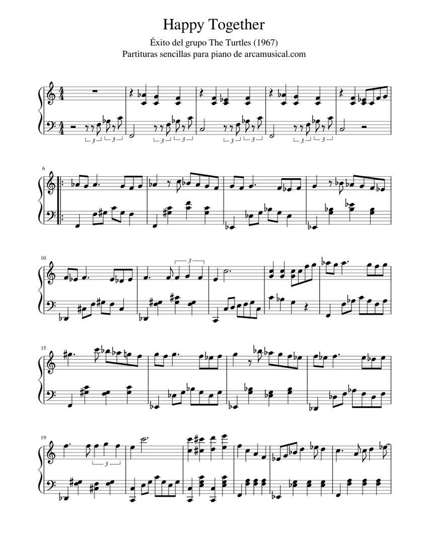 happy-together Sheet music for Piano (Solo) Easy | Musescore.com