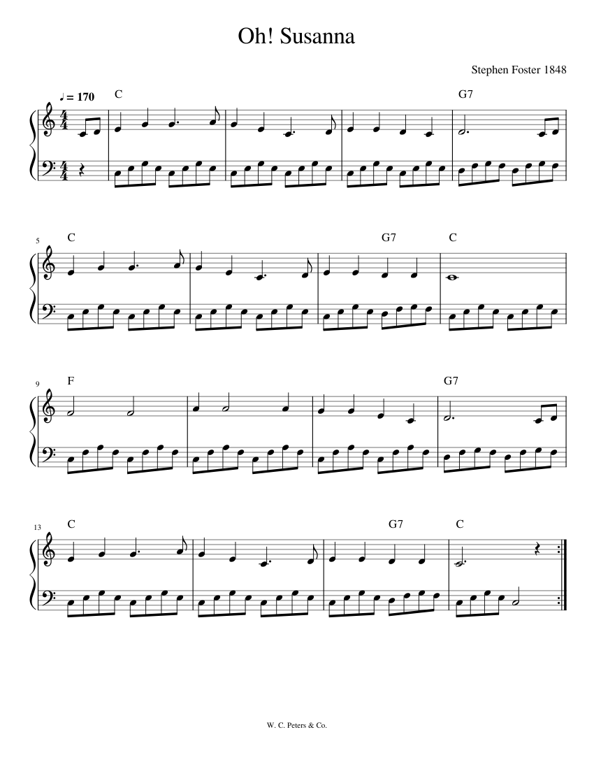 Oh! Susanna Sheet music for Piano (Solo) Easy | Musescore.com