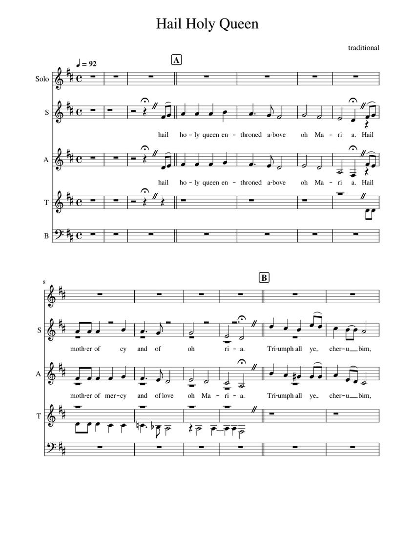 Hail holy queen salve regina – Sister Act Hail Holy Queen Sheet music ...