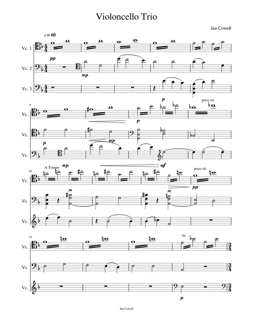 Violoncello Trio Sheet music for Cello (Mixed Trio) | Musescore.com