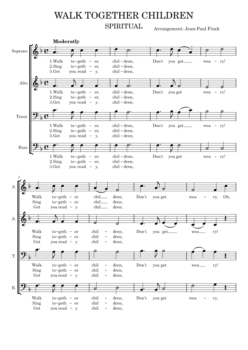 Walk together children – Misc Traditional Sheet music for Soprano, Alto ...