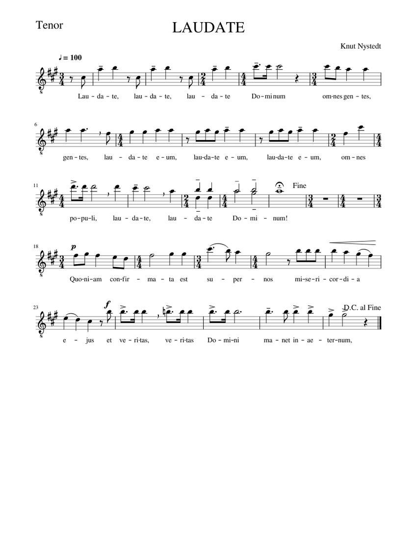 Laudate Tenor Sheet music for Tenor (Solo) | Musescore.com