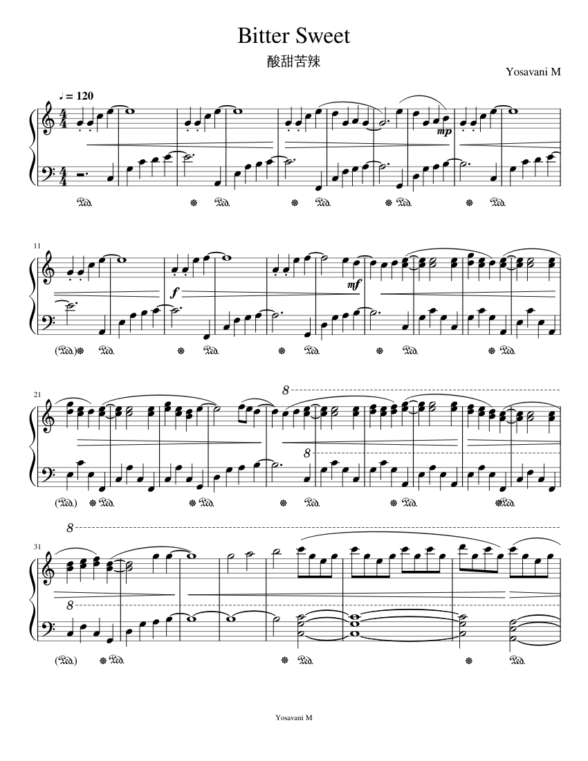 Bittersweet Sheet music for Piano (Solo) Easy | Musescore.com